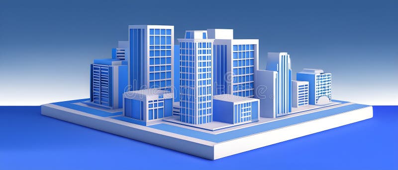 Three Dimensional Render of a Model of a Modern City Stock Illustration ...