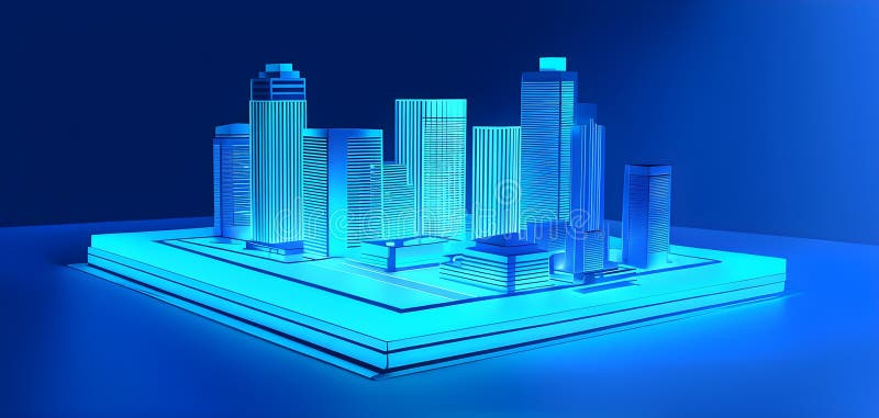 Three Dimensional Render of a Model of a Modern City Stock Illustration ...