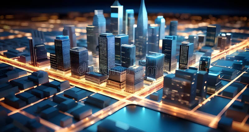 Three Dimensional Render of a Model of a Modern City Stock Illustration ...