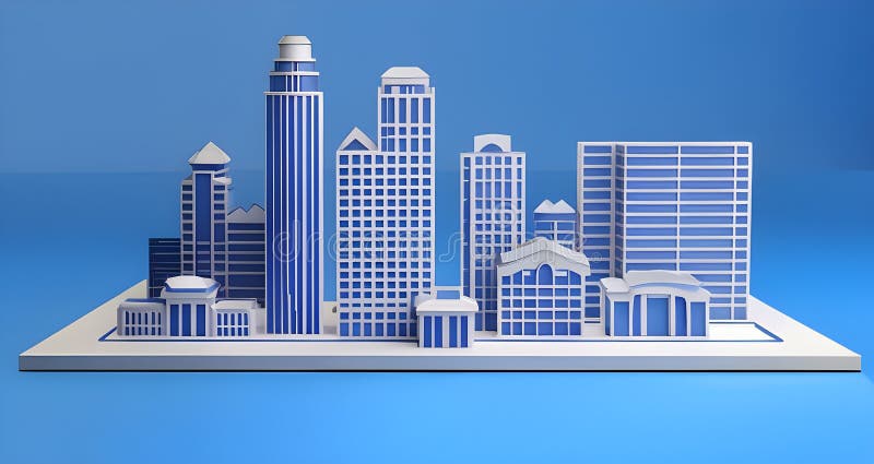 Three Dimensional Render of a Model of a Modern City Stock Illustration ...