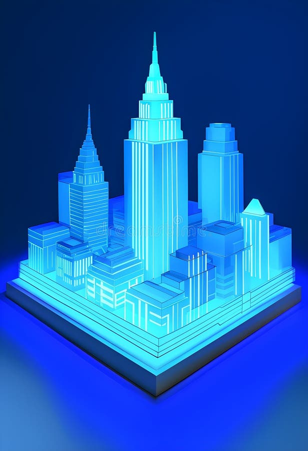 Three Dimensional Render of a Model of a Modern City Stock Illustration ...
