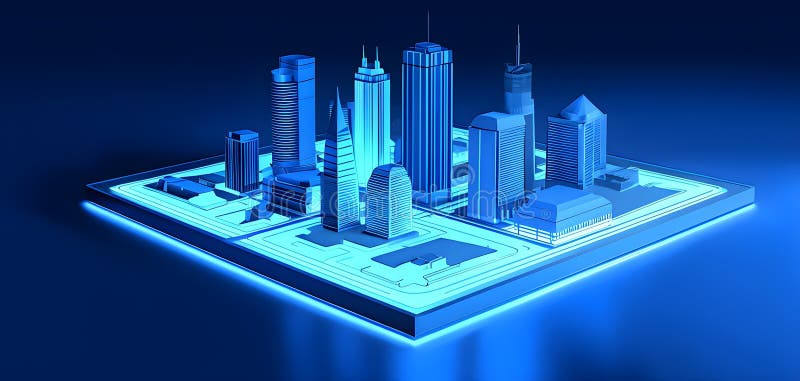 Three Dimensional Render of a Model of a Modern City Stock Illustration ...