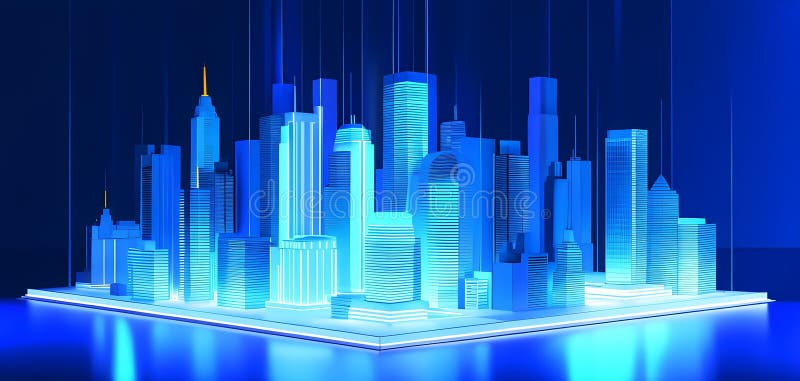 Three Dimensional Render of a Model of a Modern City Stock Illustration ...