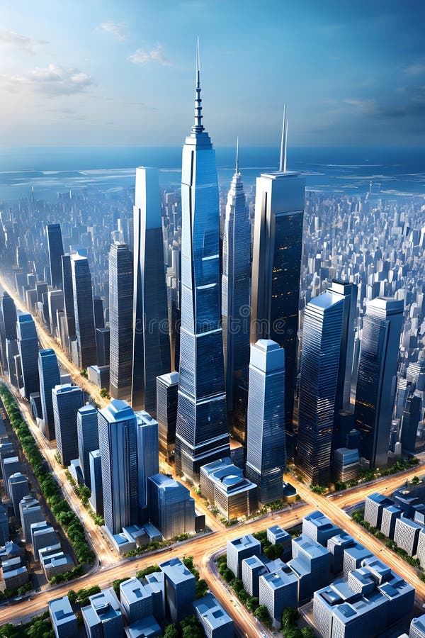 Three Dimensional Render of a Model of a Modern City Stock Illustration ...