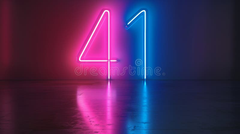 Three-dimensional Render of the Number Forty One Glowing in the Dark ...