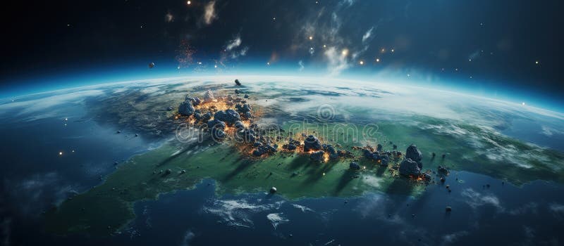 Three Dimensional Render of Planet Earth Floating in Outer Space Stock ...