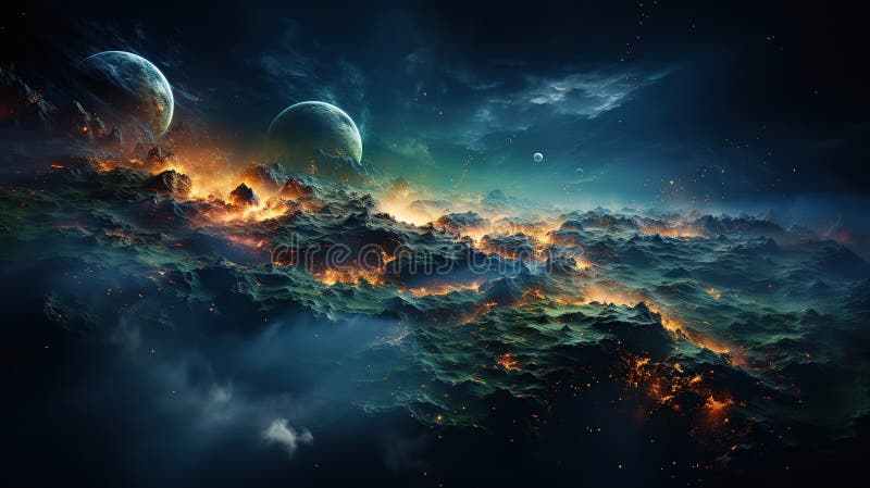 Three Dimensional Render of Planet Earth Floating in Outer Space Stock ...