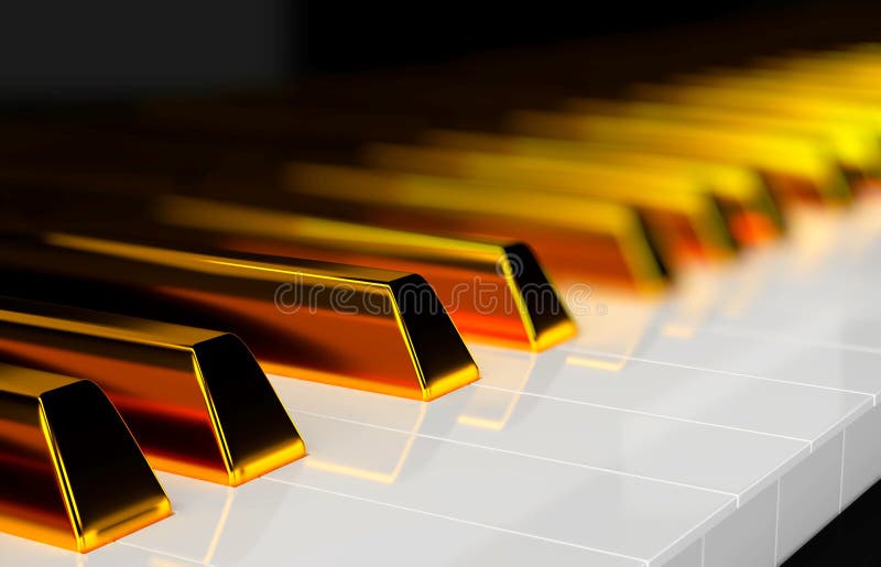 Close-up of Golden Keys of a Piano Stock Illustration - Illustration of ...