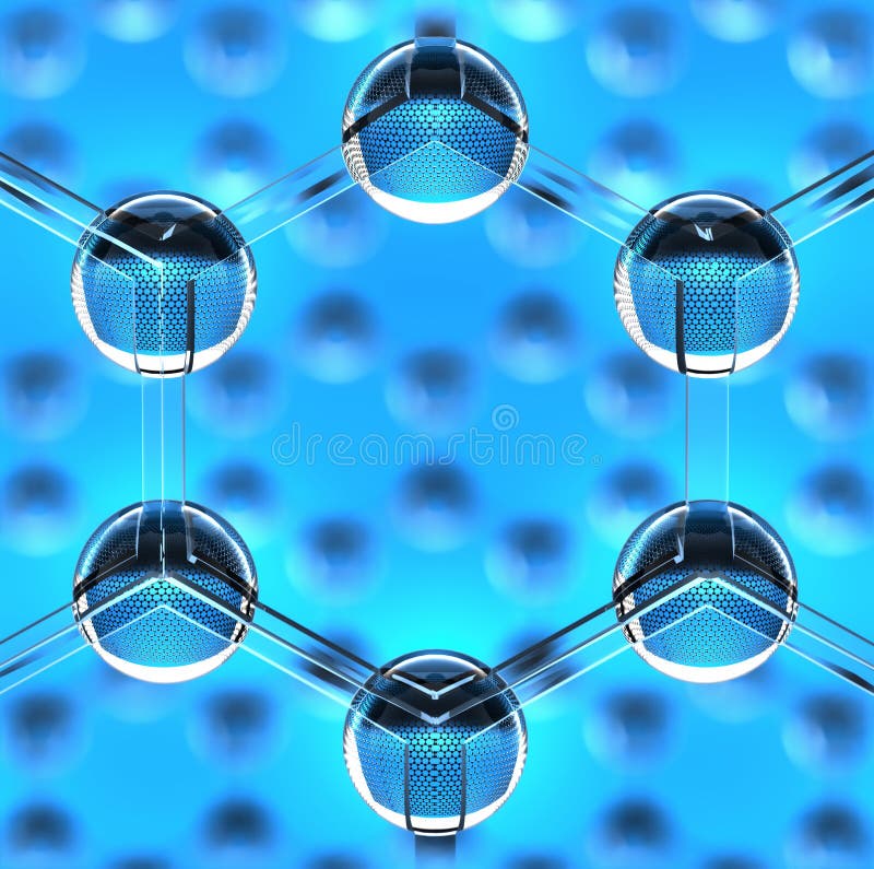 Closeup on a Nano Structure, Atom of Carbon Stock Illustration ...