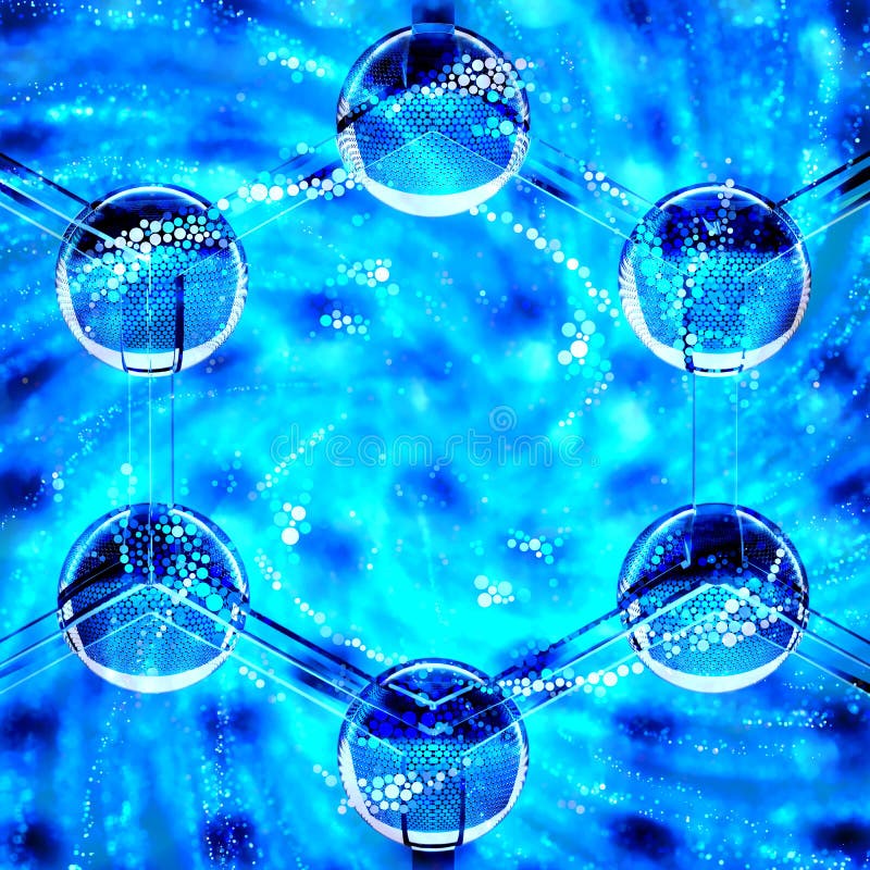 Closeup on a Hexagonal Nano Structure with Particles Stock Illustration ...