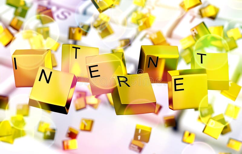 Golden Keys Showing the Word INTERNET Stock Illustration - Illustration ...