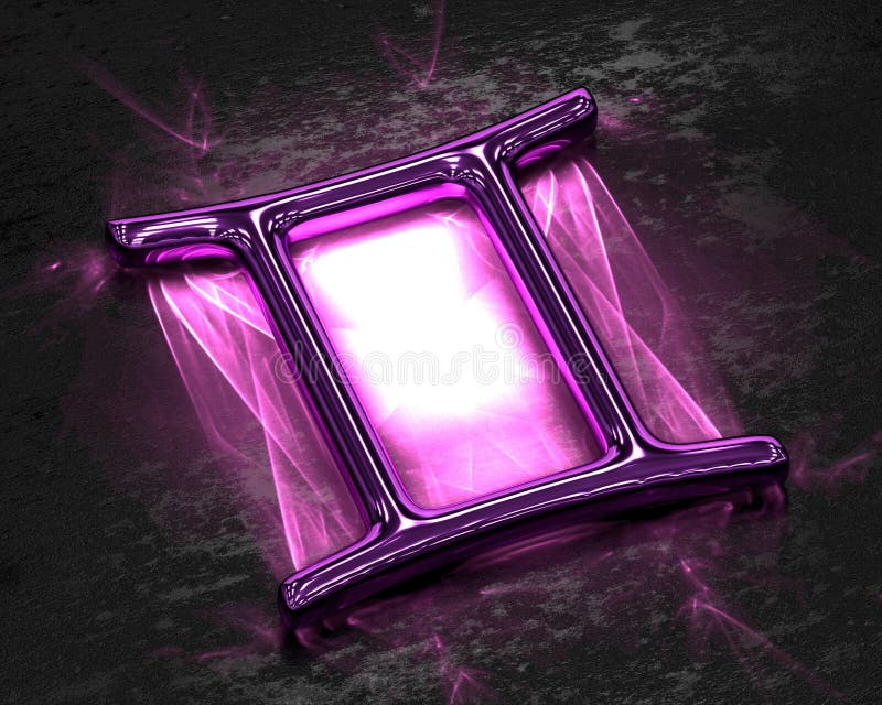 Sign of the Zodiac in Pink Metal with Caustics - Gemini Stock Image ...