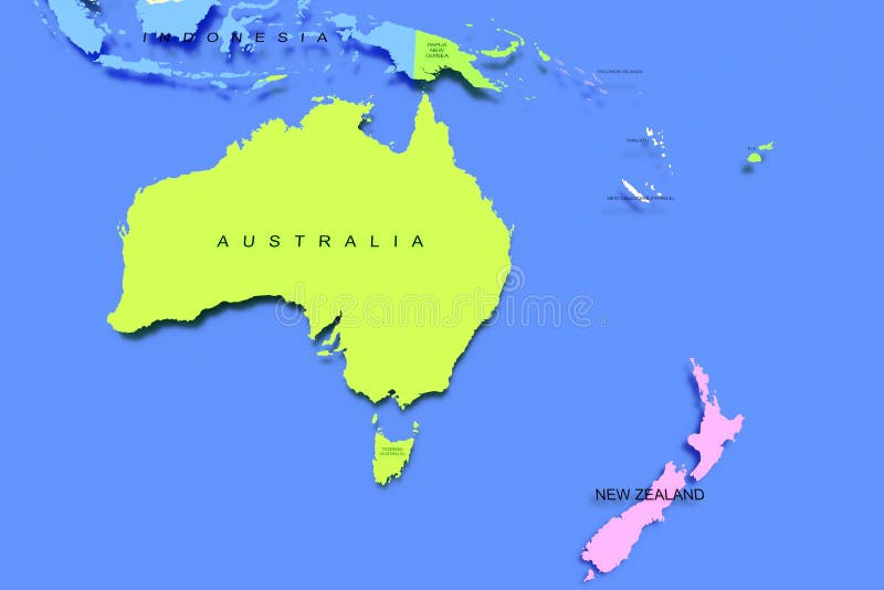 Three Dimensional Rendered Map of Australia Stock Illustration ...