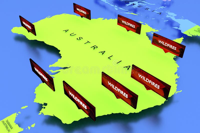 Three Dimensional Rendered Map of Australia Stock Illustration ...