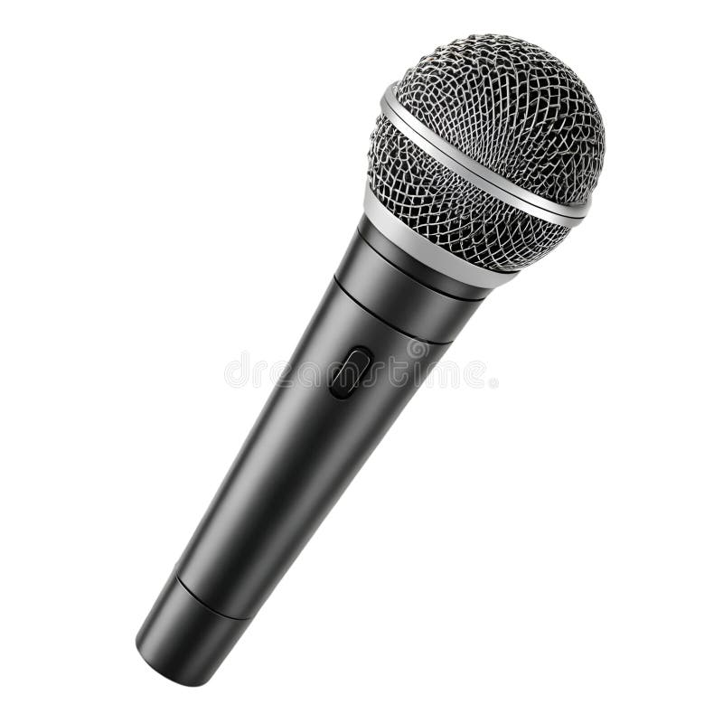 Black and Silver 3 D Microphone Icon Isolated on White Stock ...