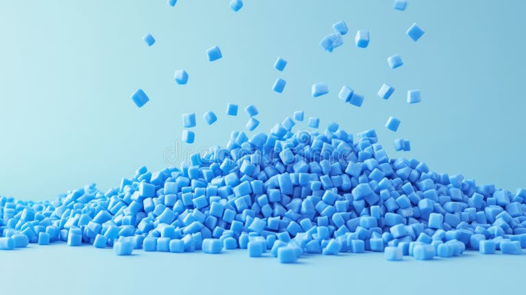 Three Dimensional Rendering of Blue Polypropylene Granules Pouring from ...