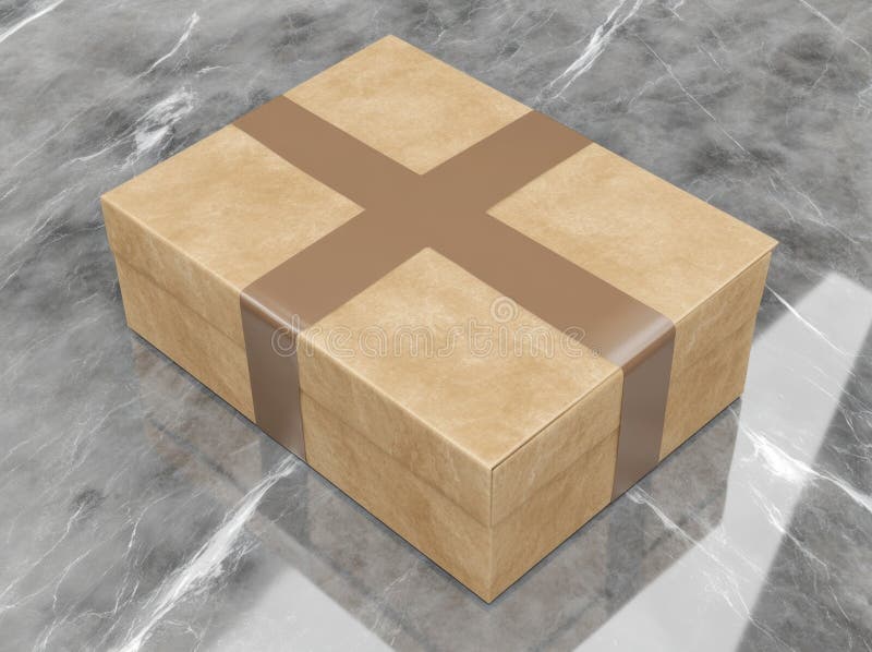 Three-dimensional Rendering of a Cardboard Box Mockup with Gold ...