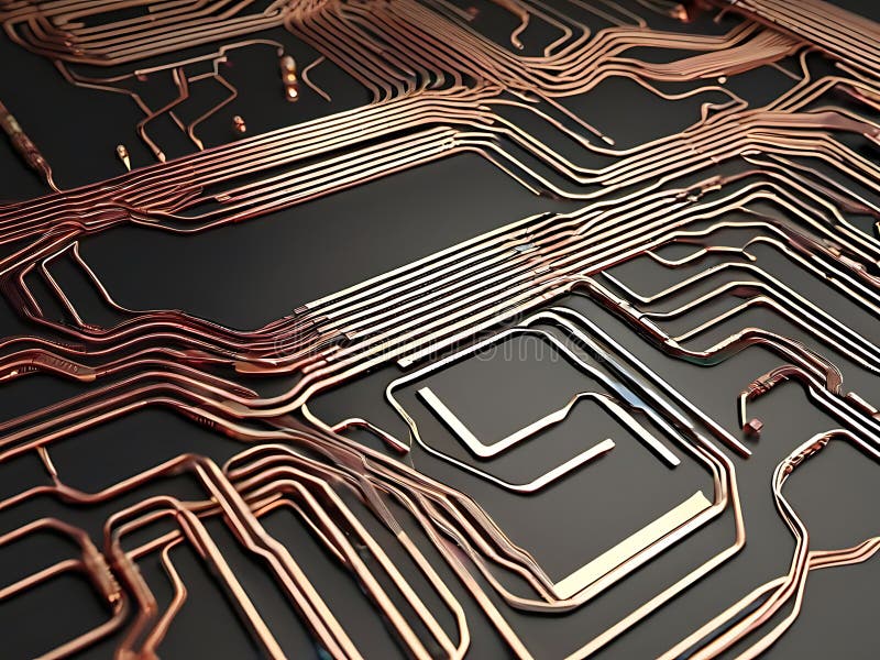 Abstract 3D Rendering of Circuit Board Components Interconnecting Stock ...