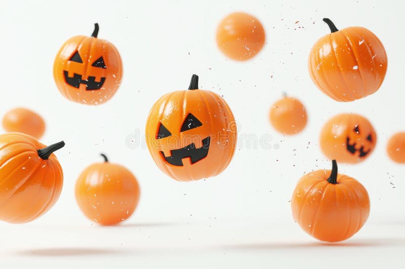 Pumpkins Floating in the Air in a Purple Background, Food and Holiday ...