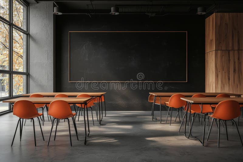 Three-dimensional Rendering of a Modern Classroom Interior with Empty ...