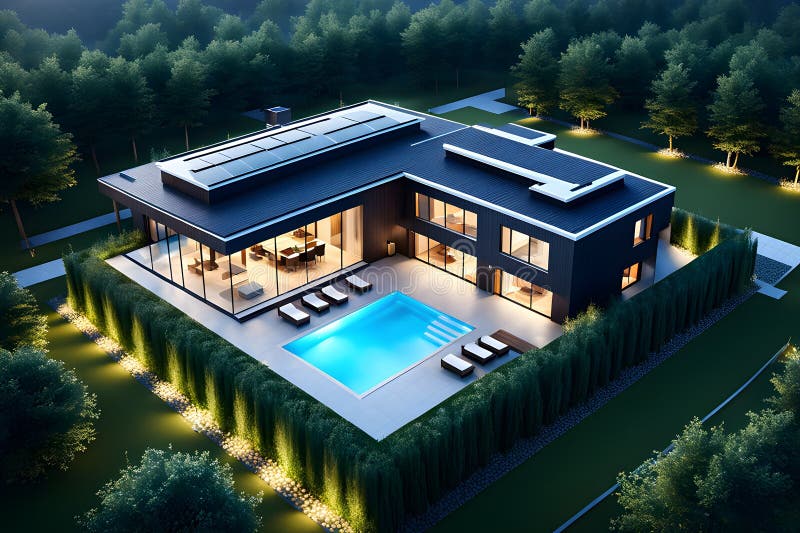 Three Dimensional Render of a Modern Ecological Residential House Stock ...