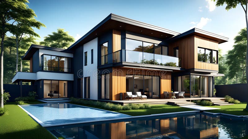 Three Dimensional Render of a Modern Ecological Residential House Stock ...