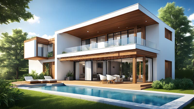 Three Dimensional Render of a Modern Ecological Residential House Stock ...