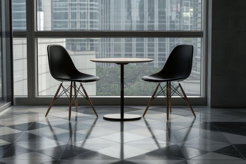 Three-dimensional Rendering of a Modern Waiting Area with Two Chairs ...