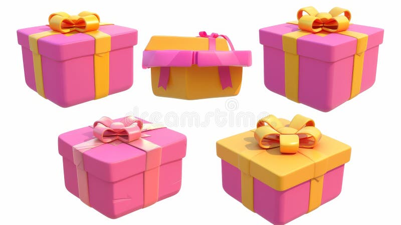 Three-dimensional Rendering of Open and Closed Gift Boxes on White ...