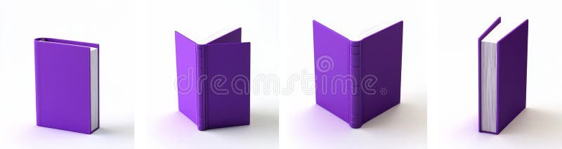 Three-dimensional Rendering of an Open Paper Book with Purple Hardcover ...