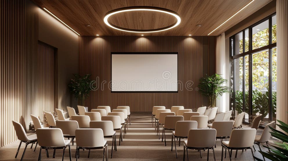 Three-dimensional Rendering of a Pre-conference Setup with Chairs and ...