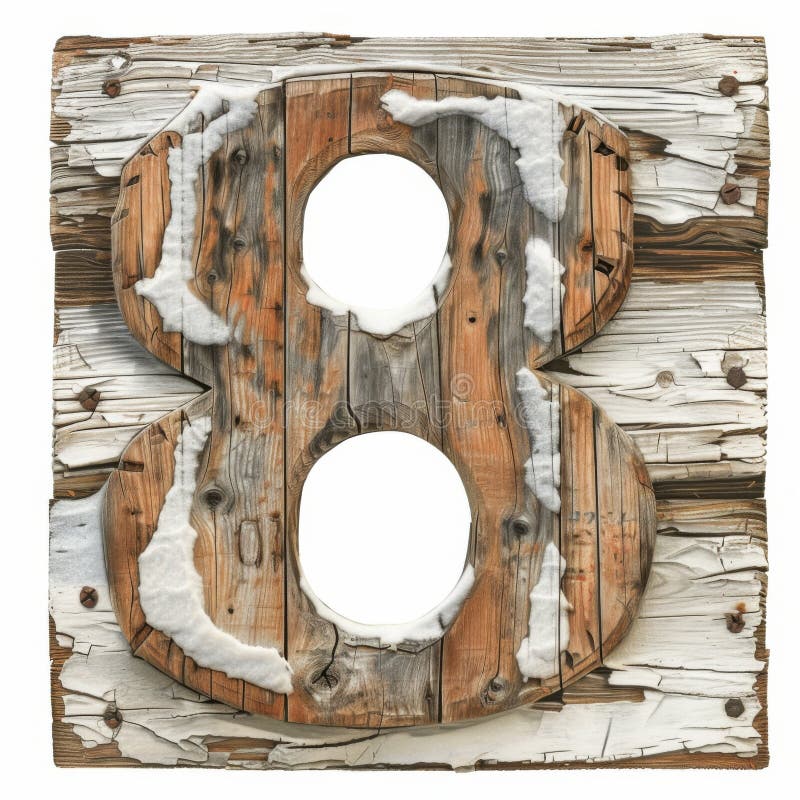 Three-dimensional Rendering of a Rustic Wooden Number Eight on a White ...