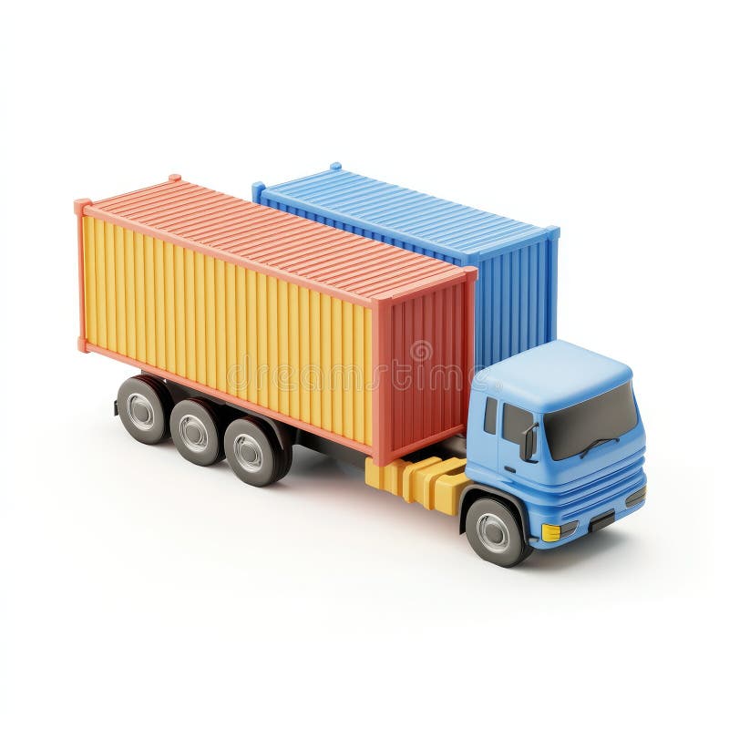 Colorful Cartoon Truck Carrying Cargo Containers Stock Illustration ...