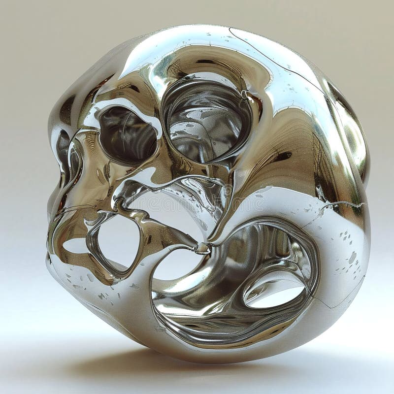 A Metallic Skull Sits Against a Gradient Background. Stock Image ...