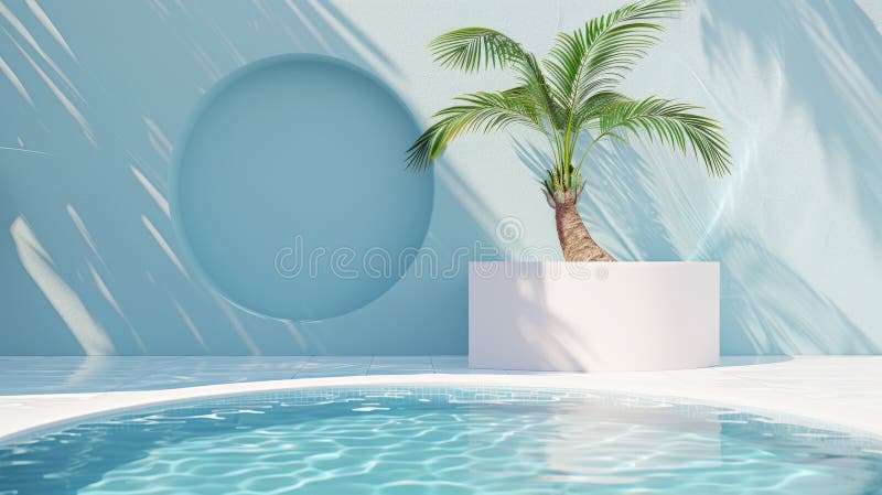 Three-dimensional Rendering of a Summer Pool Scene with White Board ...