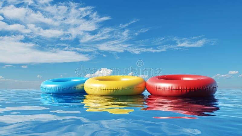 A Three-dimensional Rendering of Three Rubber Rings Floating in a ...