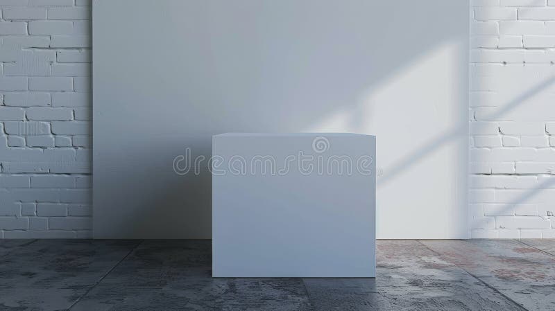 Three-dimensional Rendering of a White Cube Against a Wall in a Studio ...