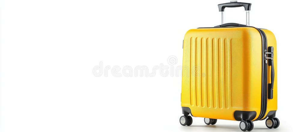 Three-dimensional Rendering of Yellow Suitcase with Extended Handle ...