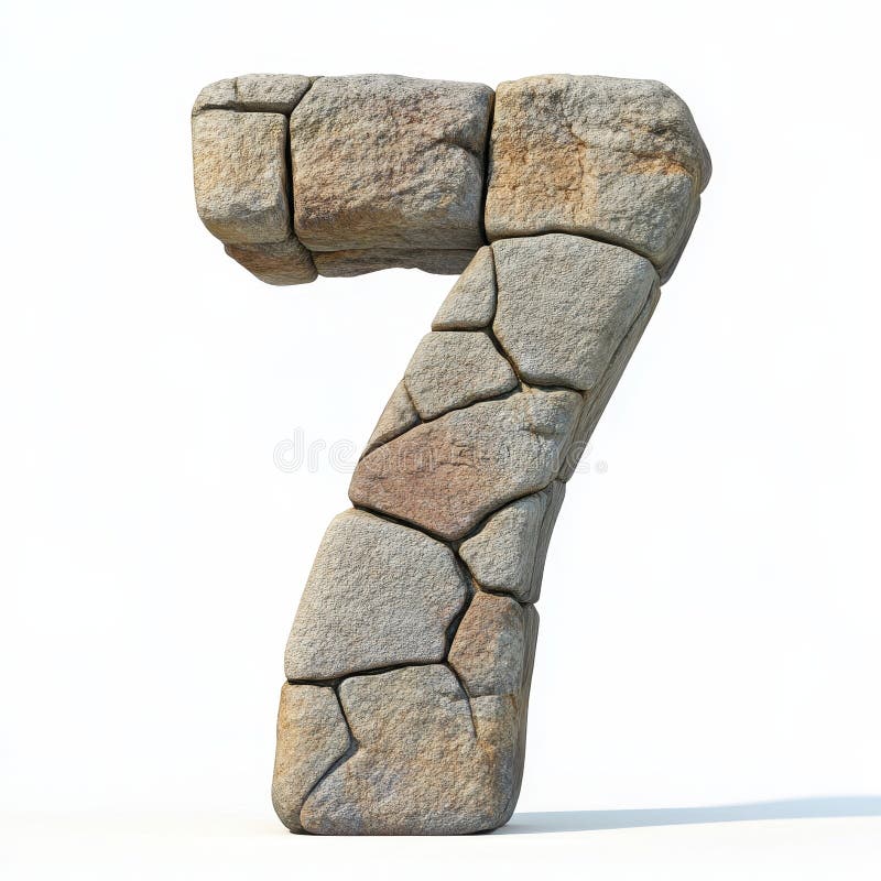 A Three-dimensional Representation of the Number 7 Made of Textured ...