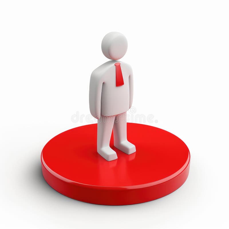 3D Render of Businessman Figure on Red Podium Stock Illustration ...