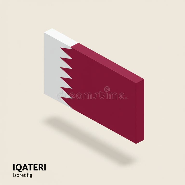 Three-dimensional Representation of the Qatar Flag, Featuring a Maroon ...