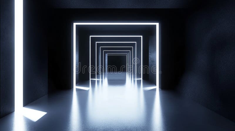 Three-Dimensional Room Interior with Dark Exit and Motion Effects ...