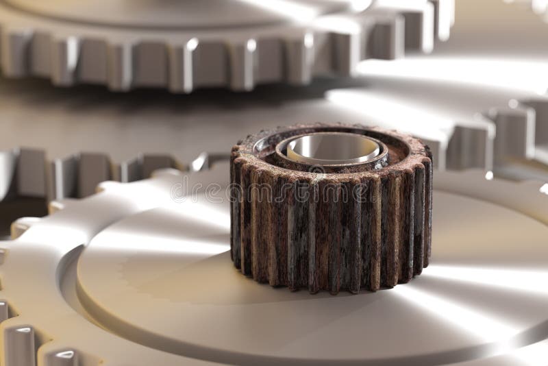Three-dimensional Rusty Cogwheel Stock Illustration - Illustration of ...