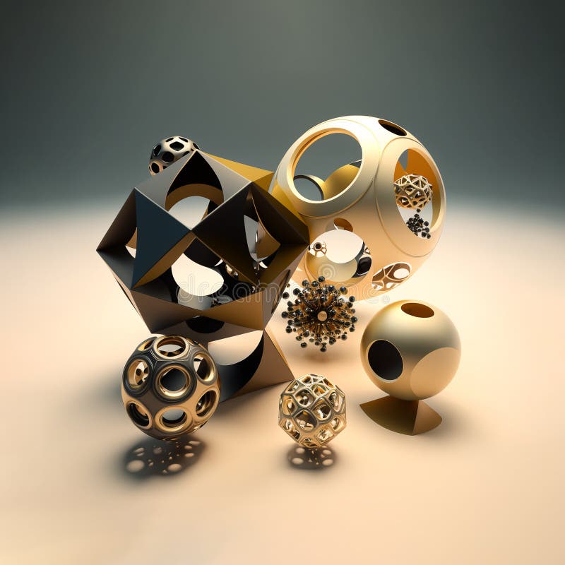 Three dimensional shapes stock illustration. Illustration of metallic ...