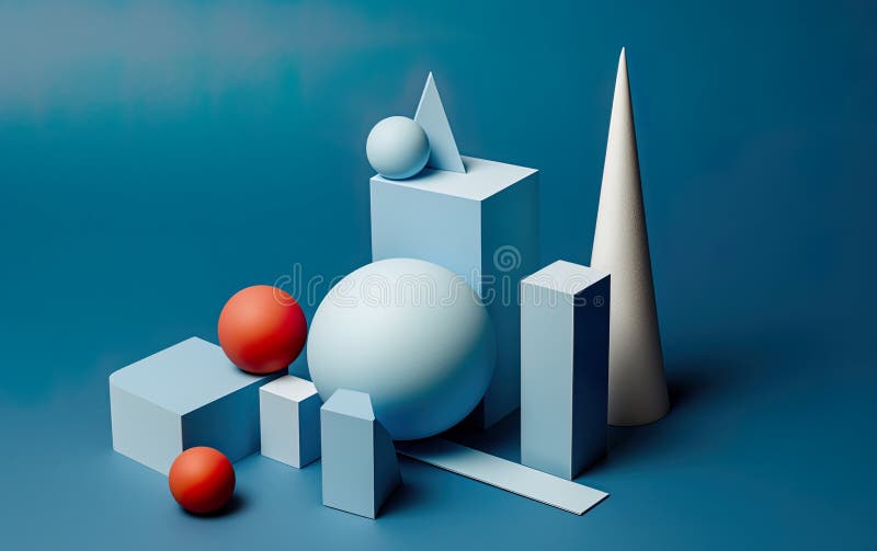 Three-dimensional Shapes Rendered in Complementary Colors, Creating a ...