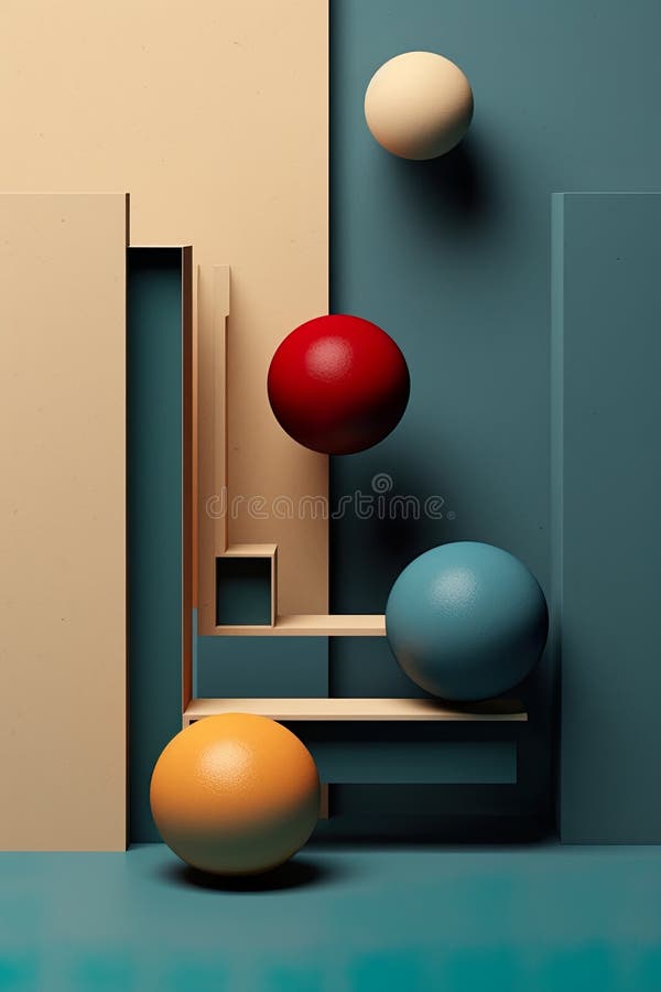 Three-dimensional Shapes Rendered in Complementary Colors, Creating a ...