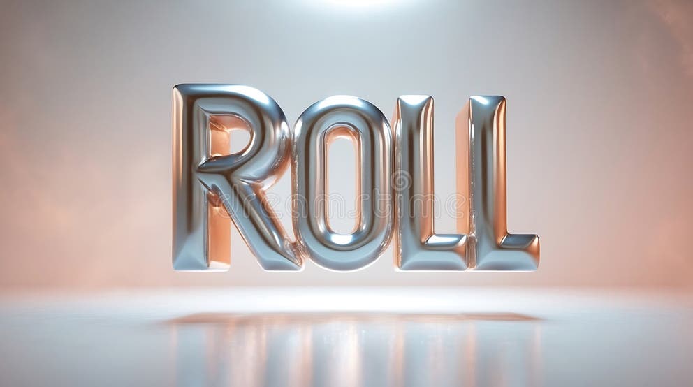 Three-dimensional Silver Text Saying Roll on a Soft Background with ...