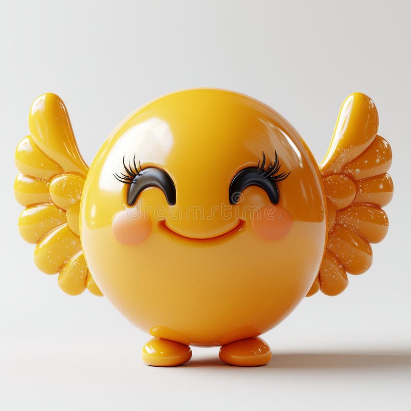 Three-dimensional Smiling Face with Halo Emoji on a Transparent ...