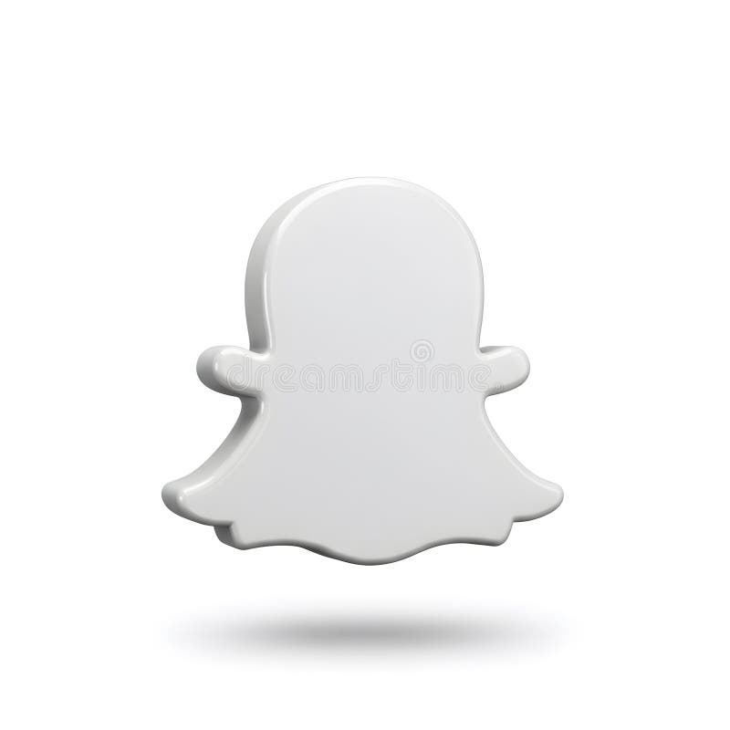 Three Dimensional Snapchat Ghost Logo Rendered in White a Clean ...