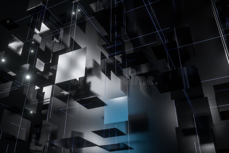 A Three-dimensional Space Composed of Square Planes, 3d Rendering Stock ...